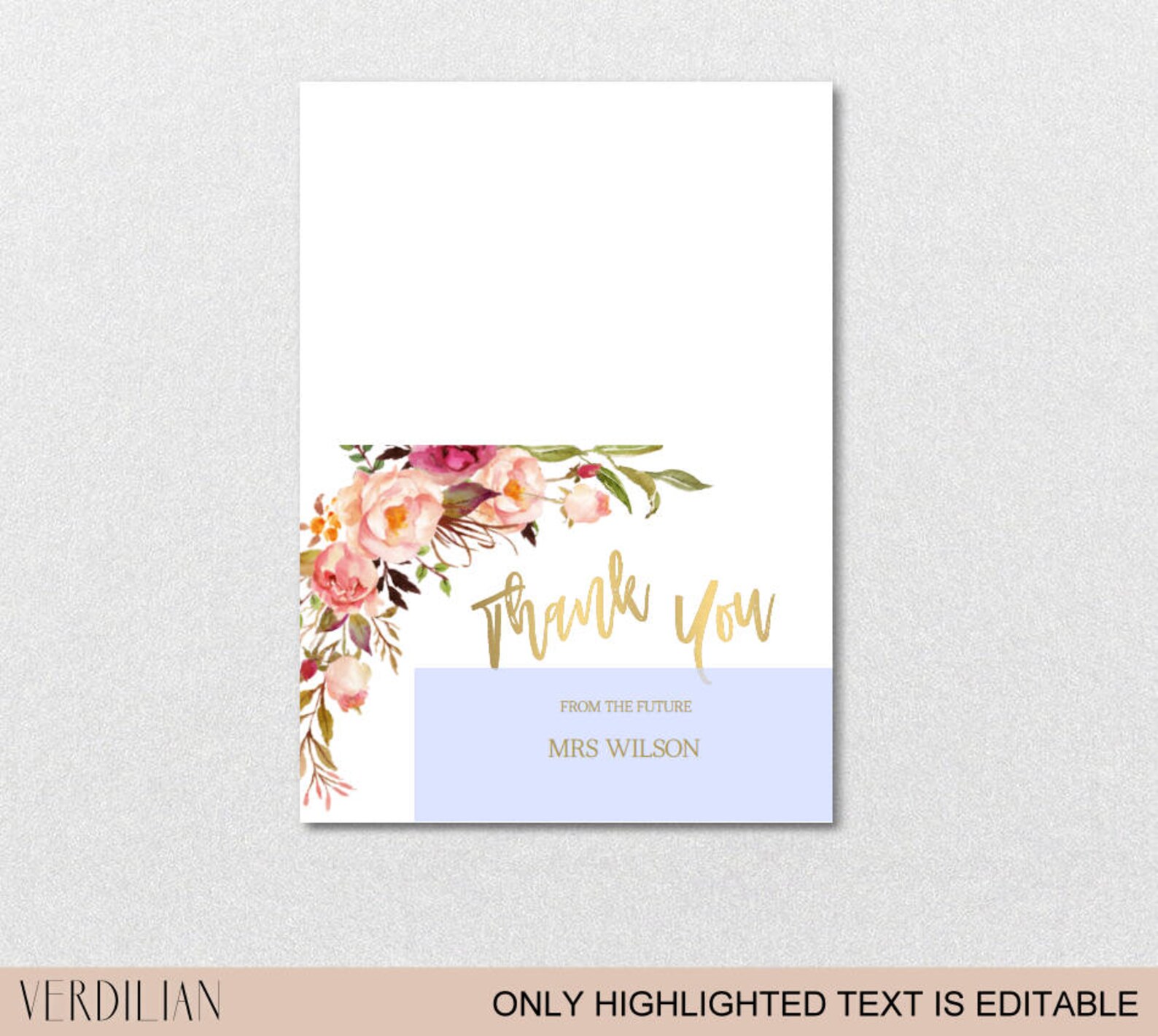 Thank You Card Printable Template Flat and Folded Thank You - Etsy