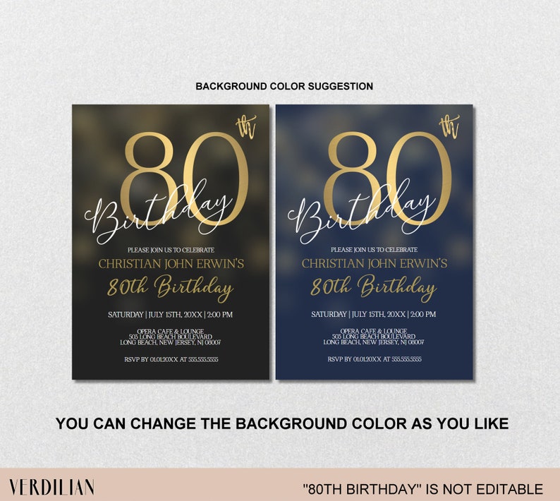 80th Birthday Invitations for Men80th Birthday Party - Etsy