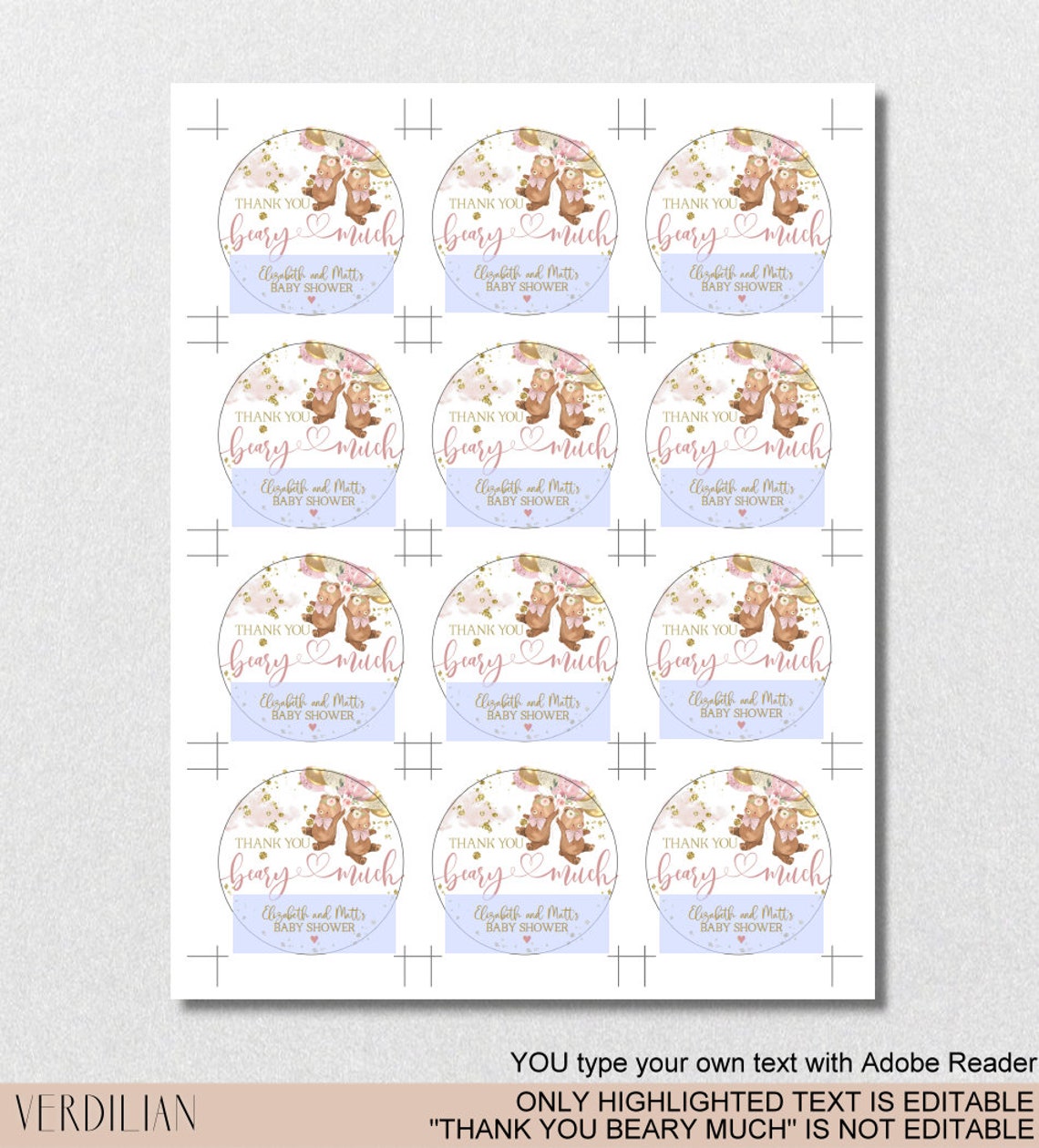 Editable Round Favor Tags PDF Template 2x2 Twins Blush - Etsy