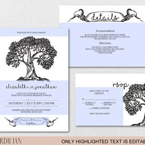 DIY Wedding Invitation Template, Tree Wedding Invitation,wedding Invite ...