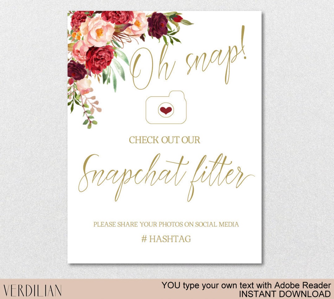 Oh Snap Geofilter Sign, Snapchat Filter Sign, Check Out Our Snapchat ...