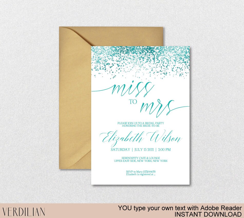 Blue Confetti Bridal Shower Invitation Bridal Shower Miss to | Etsy