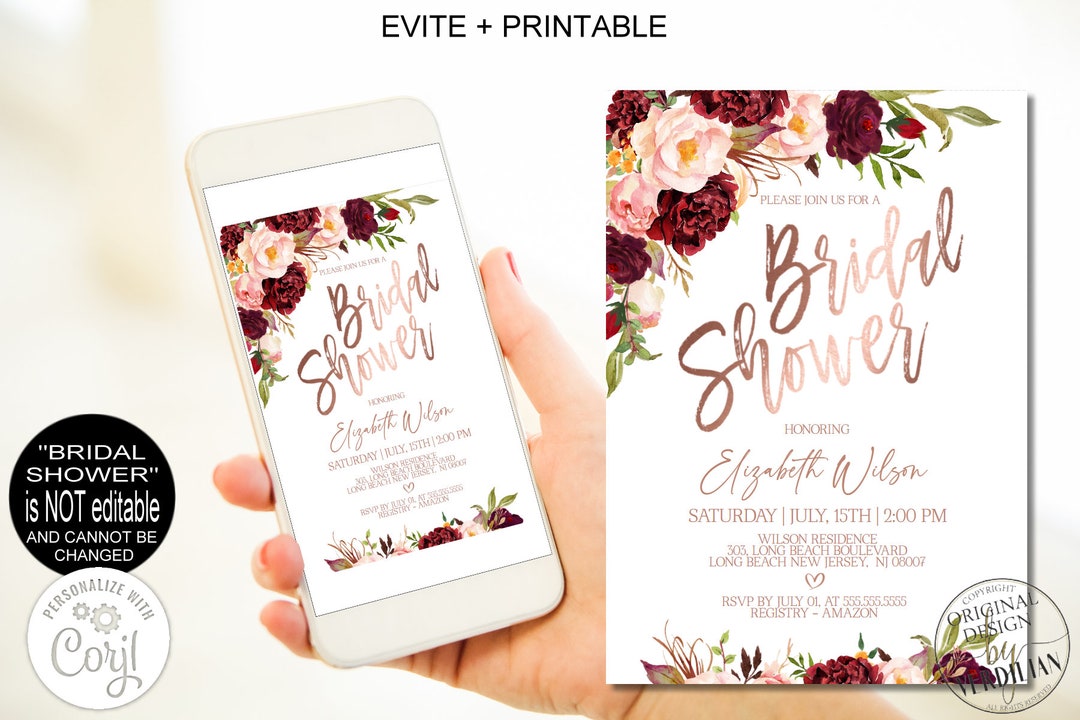 Rose Gold Bridal Shower Invitation Rose Gold Wedding Shower Invite ...