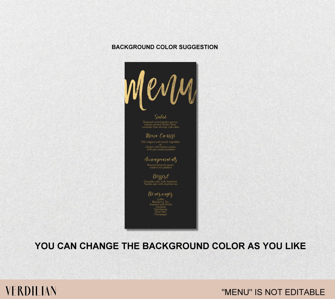 Black and Gold Menu Template Black and Gold Dinner Menu - Etsy