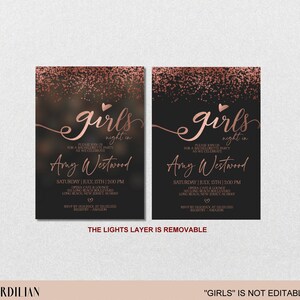 Girls Night Invitation, Girls Night in Invitation Digital, Rose Gold ...