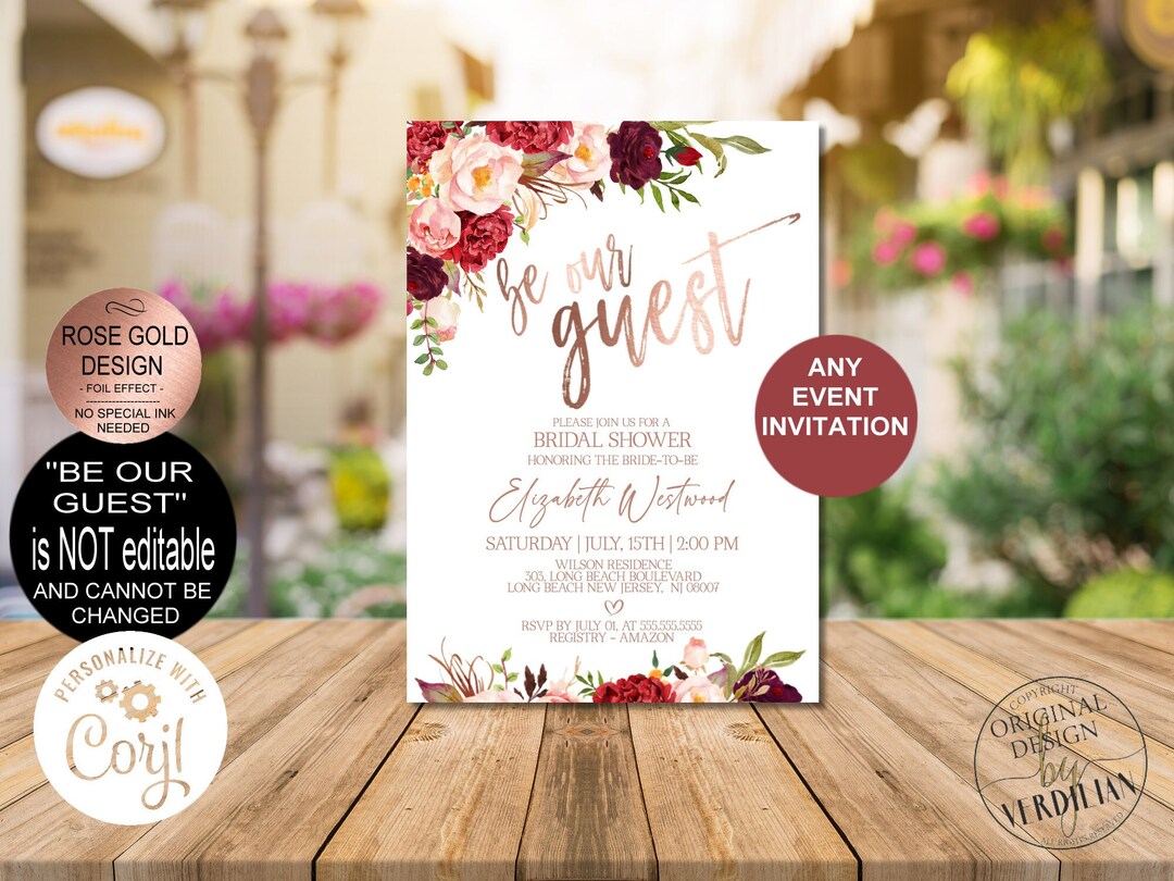 Be Our Guest Invitation, Be Our Guest Bridal Shower Invitation, Beauty ...