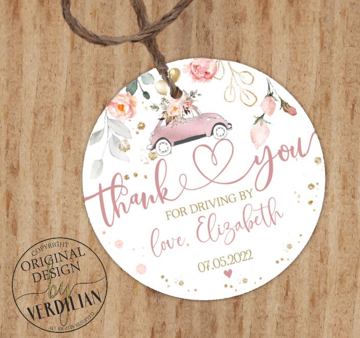 DIY Drive by Round Favor Tags PDF Template 2.5x2.5 | Etsy