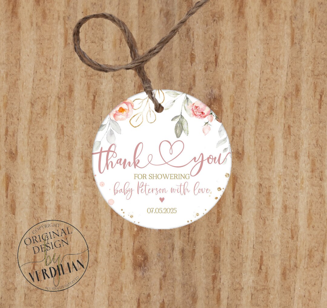DIY Round Favor Tags PDF Template, 2.5x2.5 Blush Gold Thank You Cupcake ...