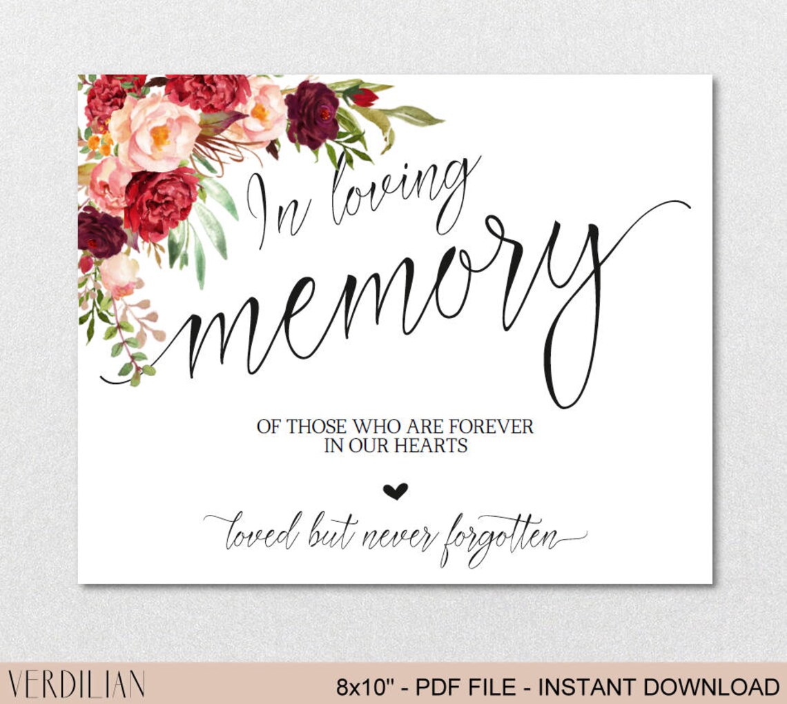 In Loving Memory Wedding Sign Printeble Template Memorial - Etsy