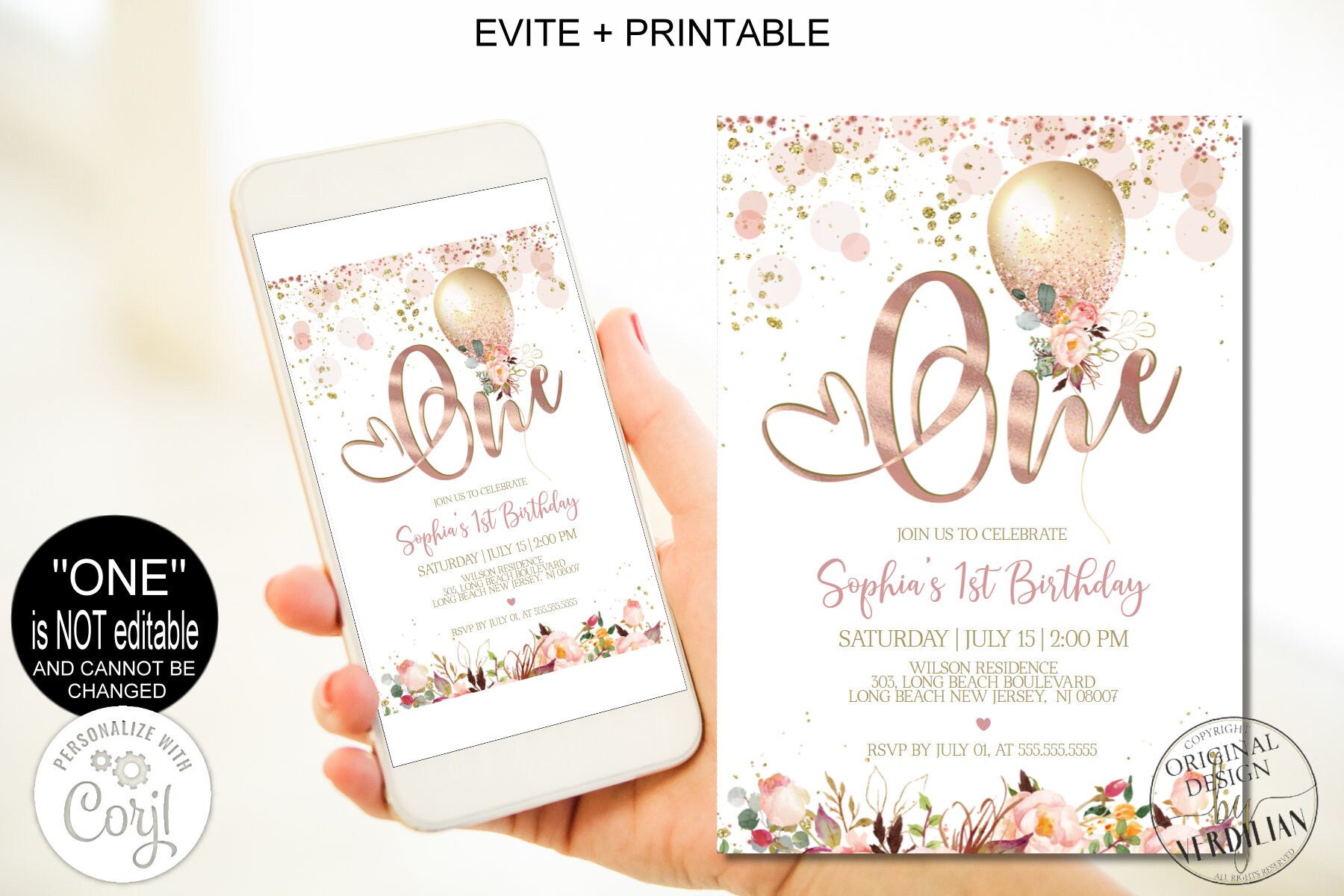 First Birthday Invitation Girl 1st Birthday Invitations for - Etsy