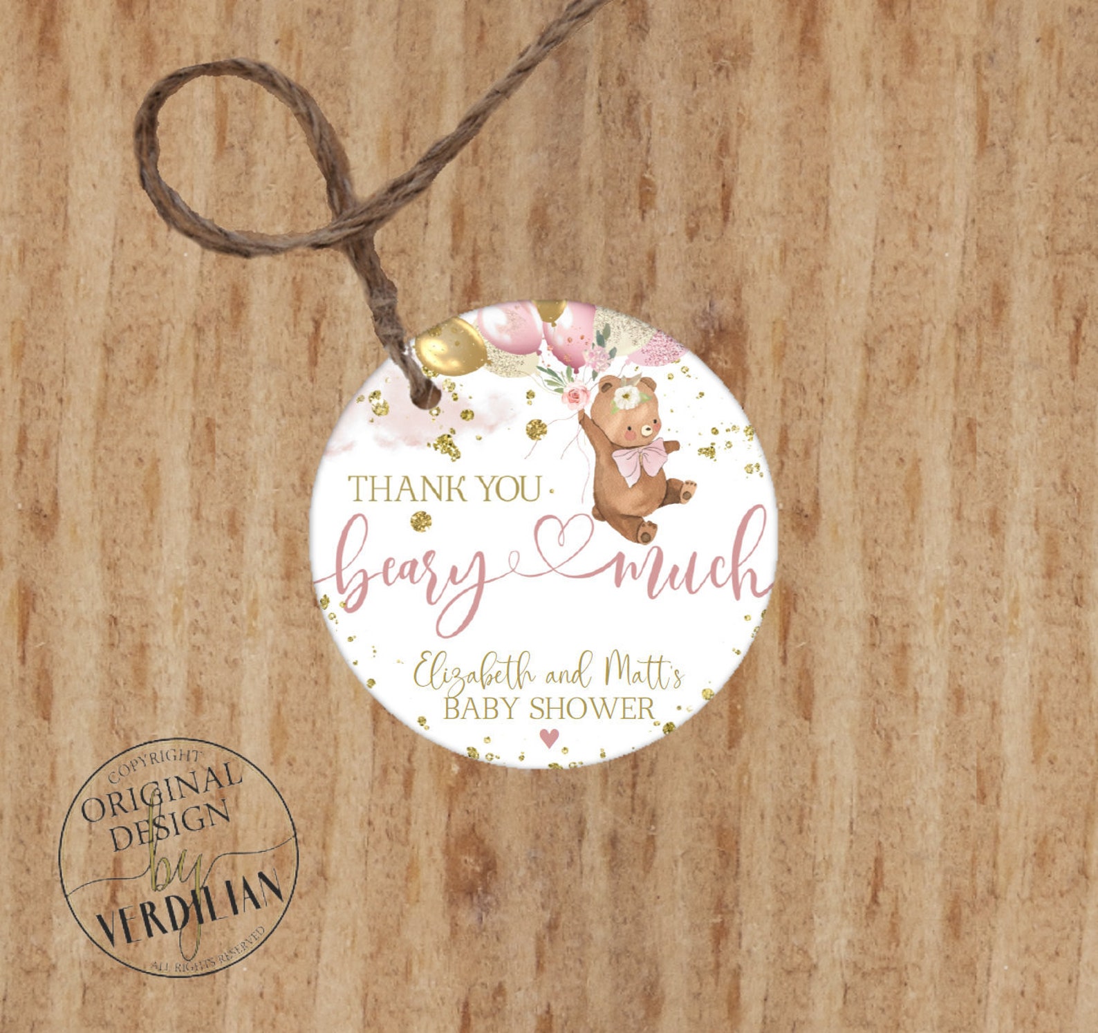 Editable Round Favor Tags PDF Template 2x2 Baby Girl - Etsy
