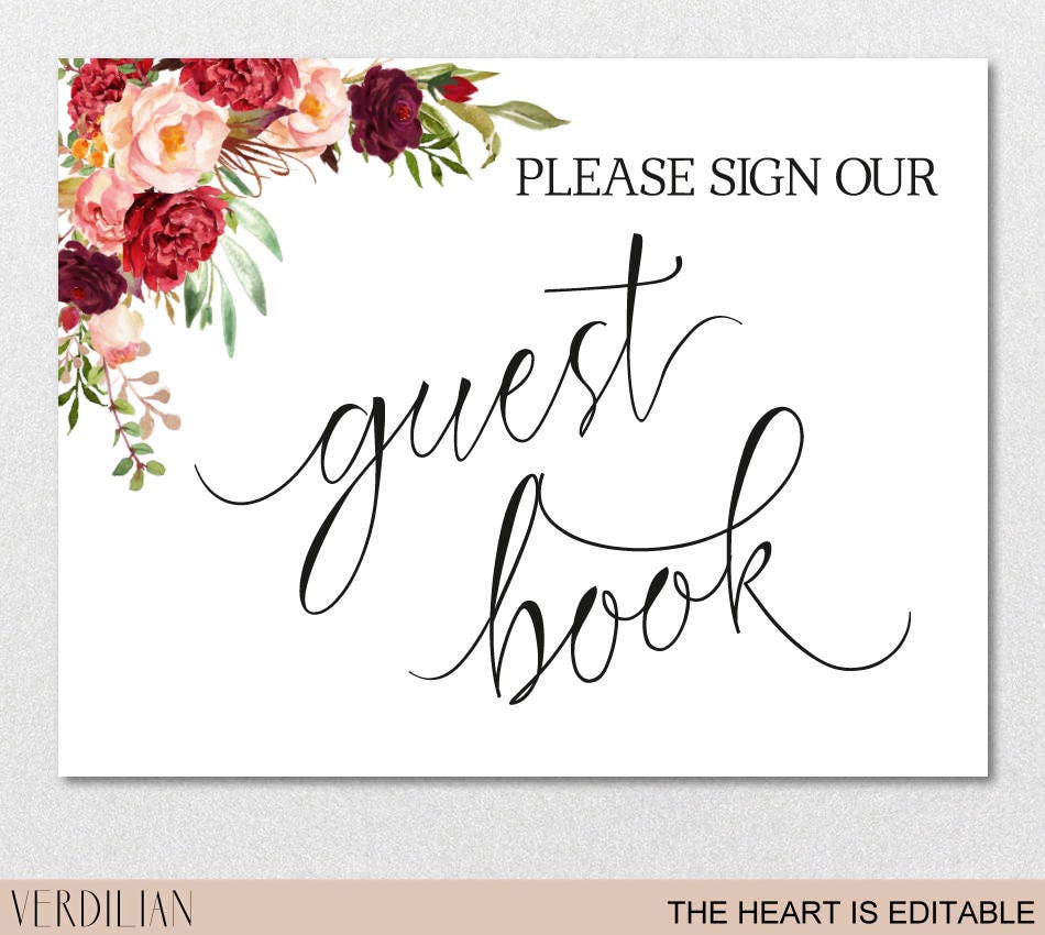 Guest Book Sign Printable Template Please Sign Our Guest Book | Etsy