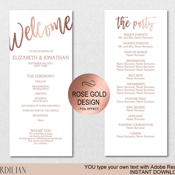 Black and Gold Editable Birthday Program - Etsy