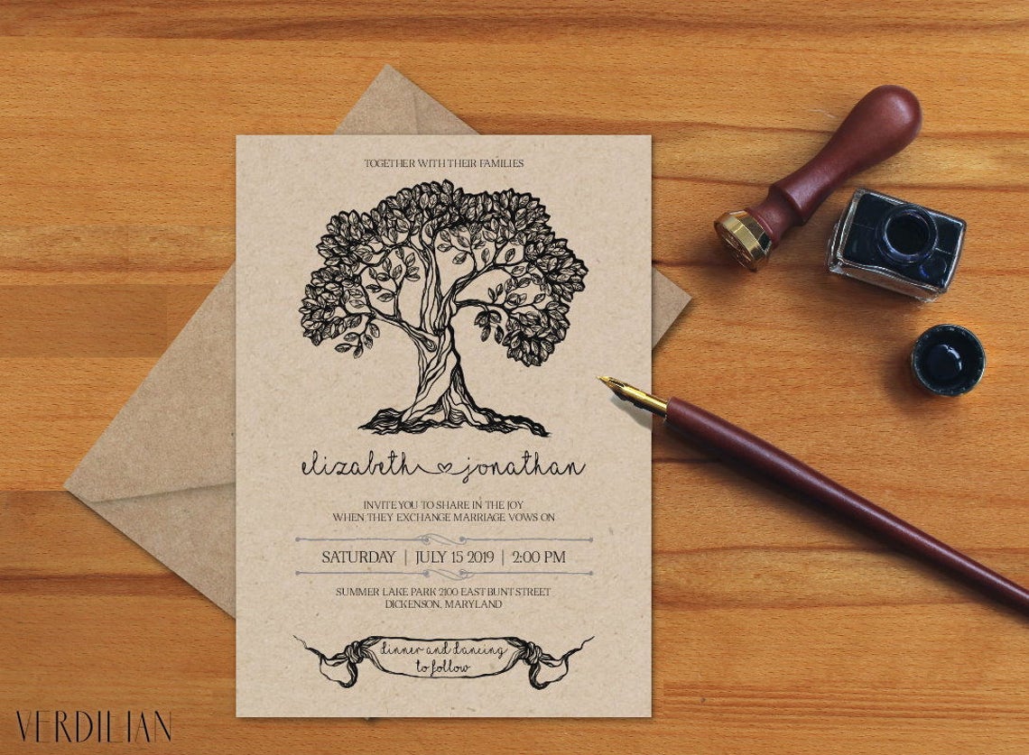 DIY Wedding Invitation Template Tree Wedding - Etsy