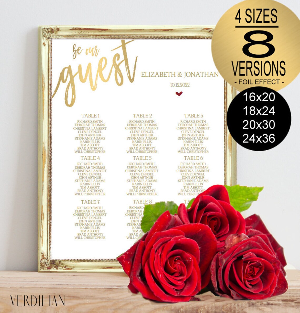 Be Our Guest Seating Chart Printable Template Gold Wedding - Etsy