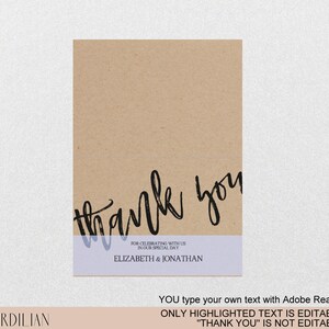 Rustic Thank You Card Template Kraft Printable Folded Thank You Card ...