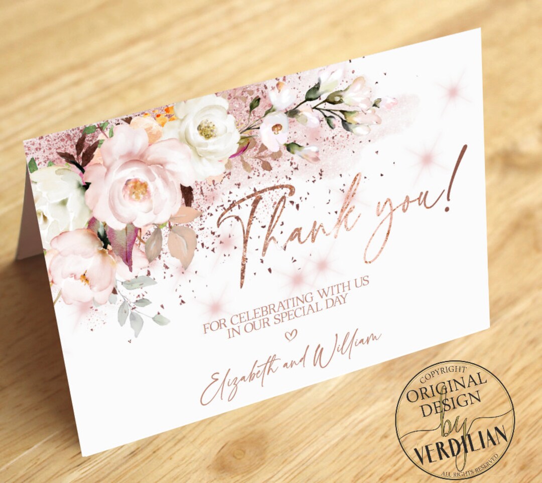 ANY EVENT Thank You Note Template, Printable Shower Birthday Wedding ...