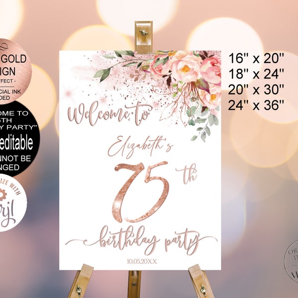 75th Birthday Party Welcome Sign - Etsy