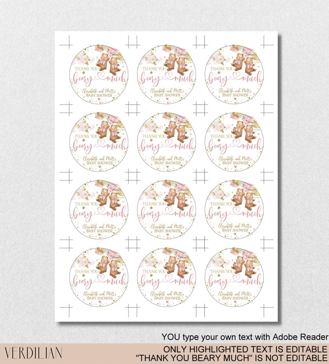 Editable Round Favor Tags PDF Template 2x2 Twins Blush - Etsy