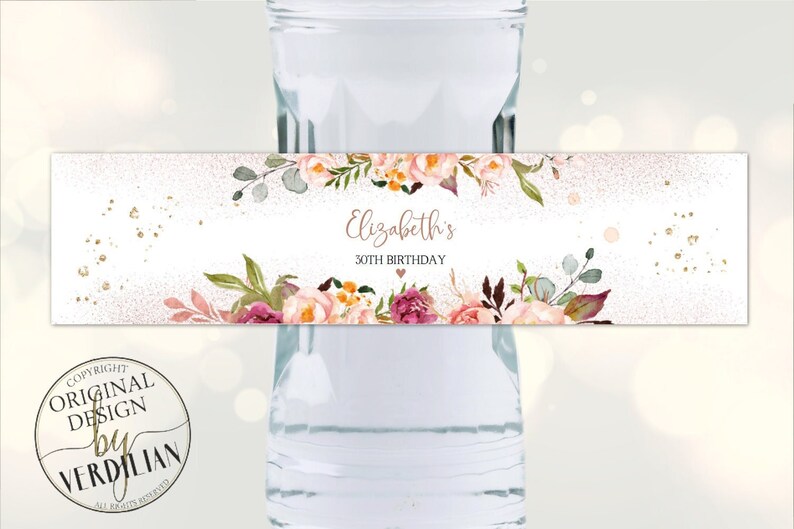ANY EVENT Water Bottle Labels PDF Printable Template Blush - Etsy
