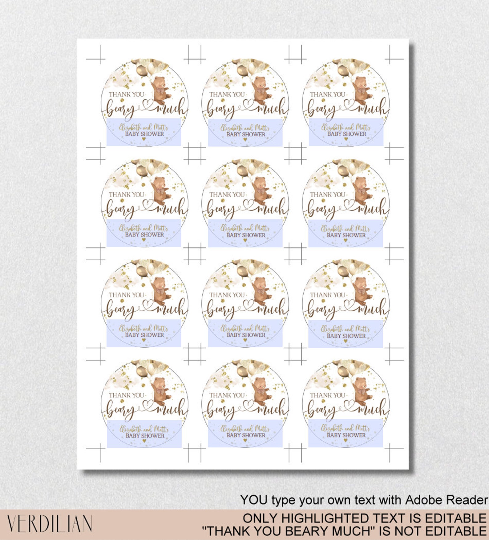 Editable Round Favor Tags PDF Template 2x2 Gender - Etsy