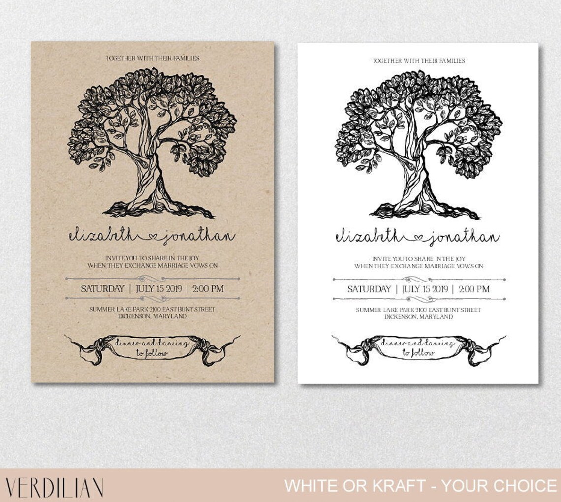 DIY Wedding Invitation Template Tree Wedding - Etsy