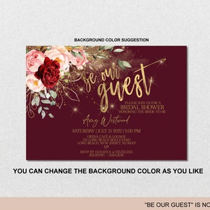 Be Our Guest Invitation, Be Our Guest Bridal Shower Invitation, Beauty ...
