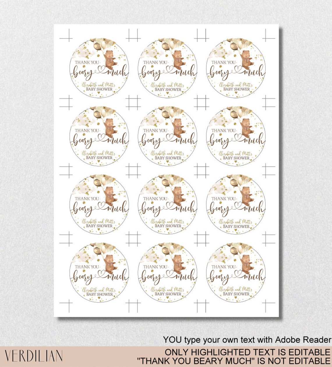 Editable Round Favor Tags PDF Template 2x2 Gender - Etsy