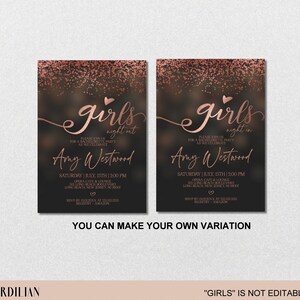 Girls Night Invitation, Girls Night in Invitation Digital, Rose Gold ...
