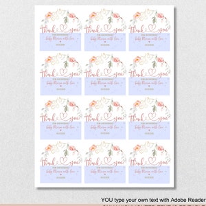 DIY Round Favor Tags PDF Template, 2.5x2.5 Blush Gold Thank You Cupcake ...