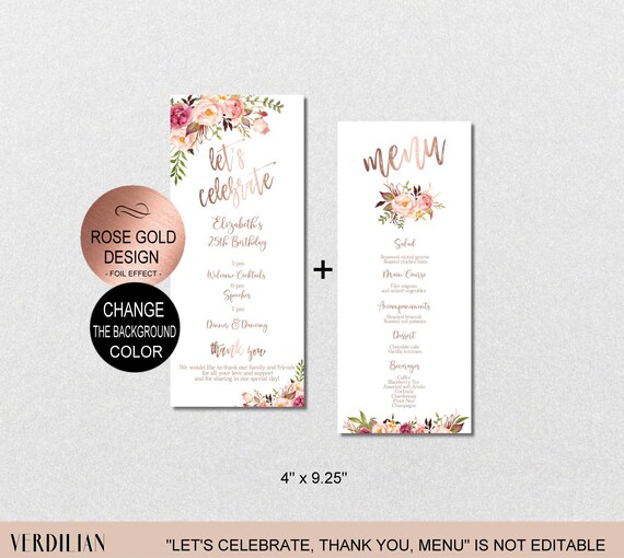 80 Birthday Party Program Template 80th Birthday Program Glam Lights