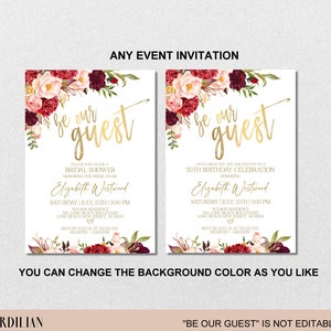 Be Our Guest Invitation, Be Our Guest Bridal Shower Invitation, Beauty ...