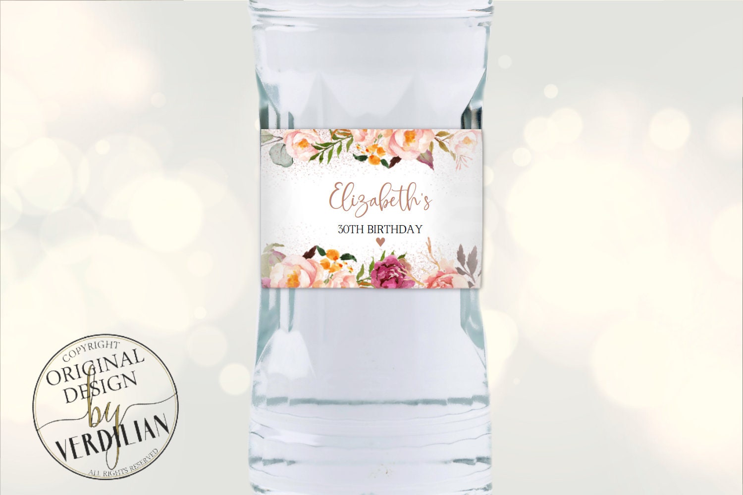 ANY EVENT Water Bottle Labels PDF Printable Template Blush - Etsy