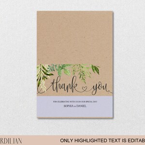 Rustic Thank You Card Template Printable Folded Thank You Card Editable ...