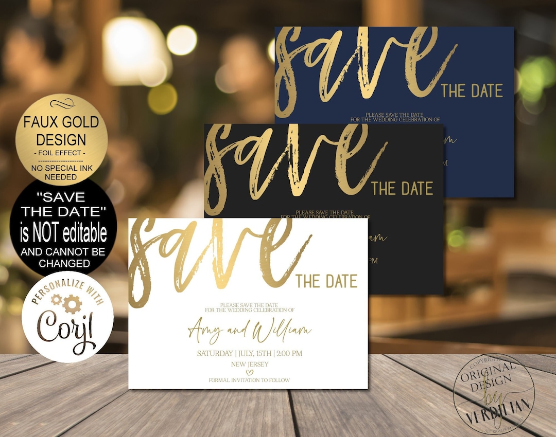 Save the Date Template Navy Blue and Gold Save the Date, Gold and Navy ...