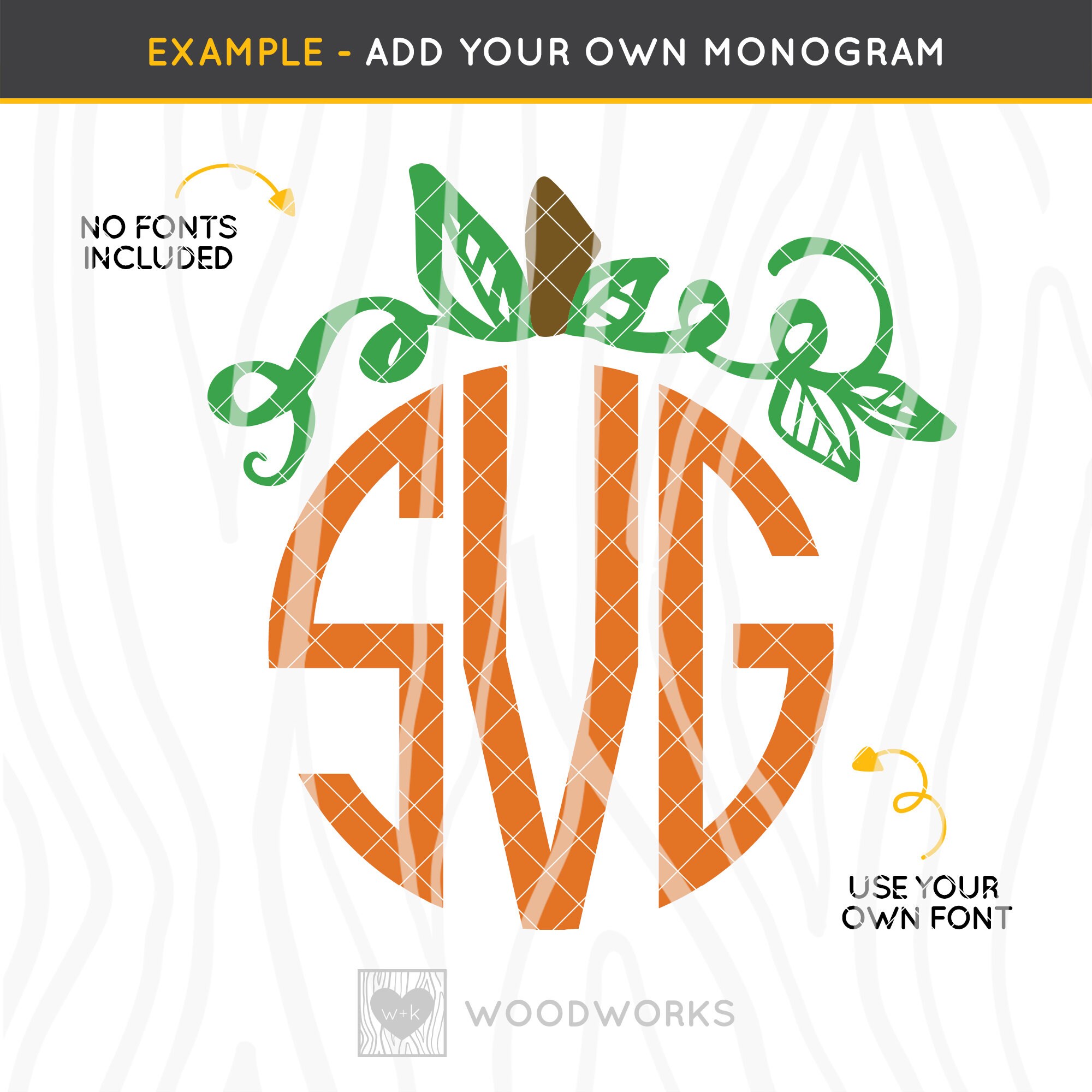 2 Pack: SVG / DXF Cute DIY Fall Monogram pumpkin Stem - Etsy