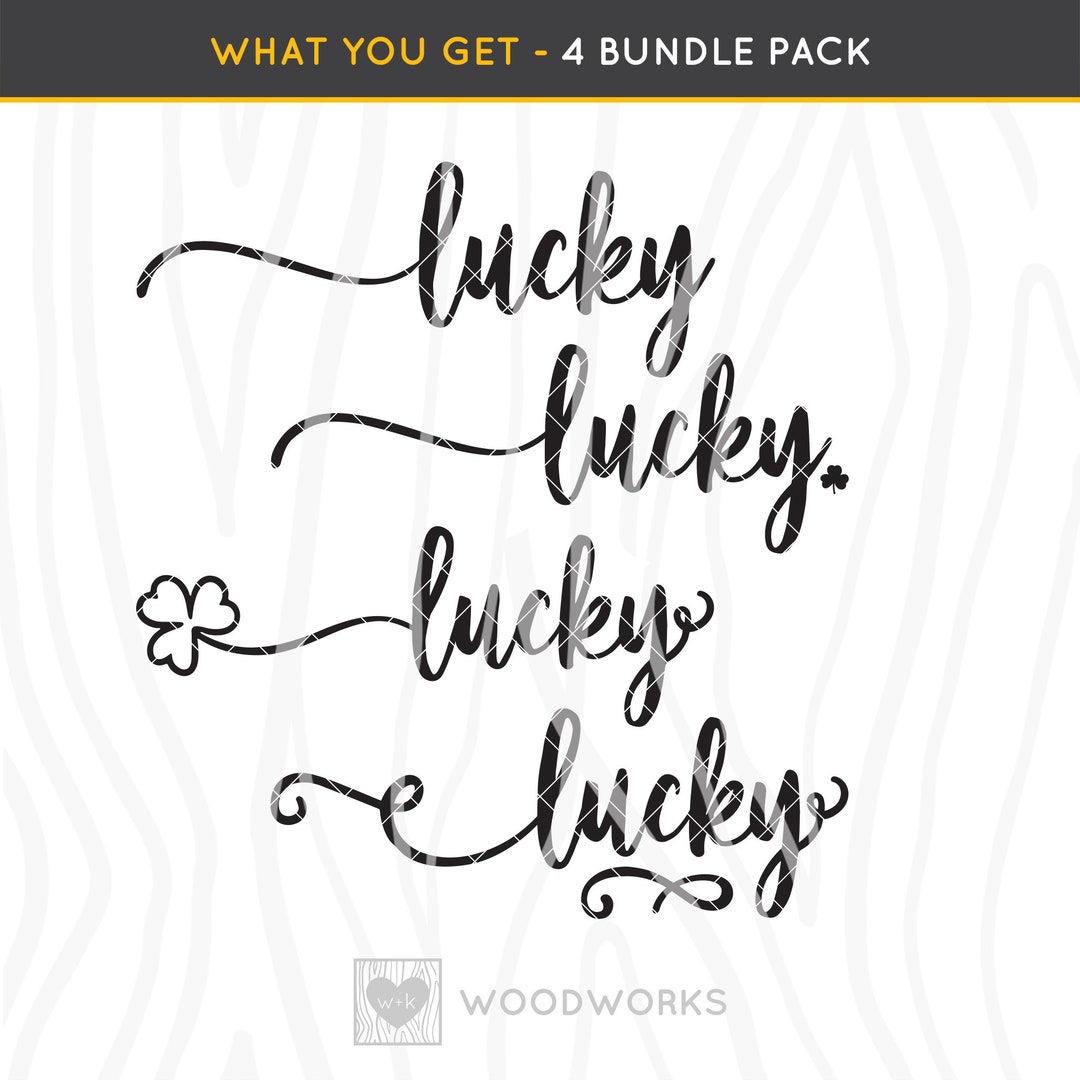 4 PACK: SVG / DXF - Shamrock "script Lucky Bundle" Cut Files - Lucky 4 ...