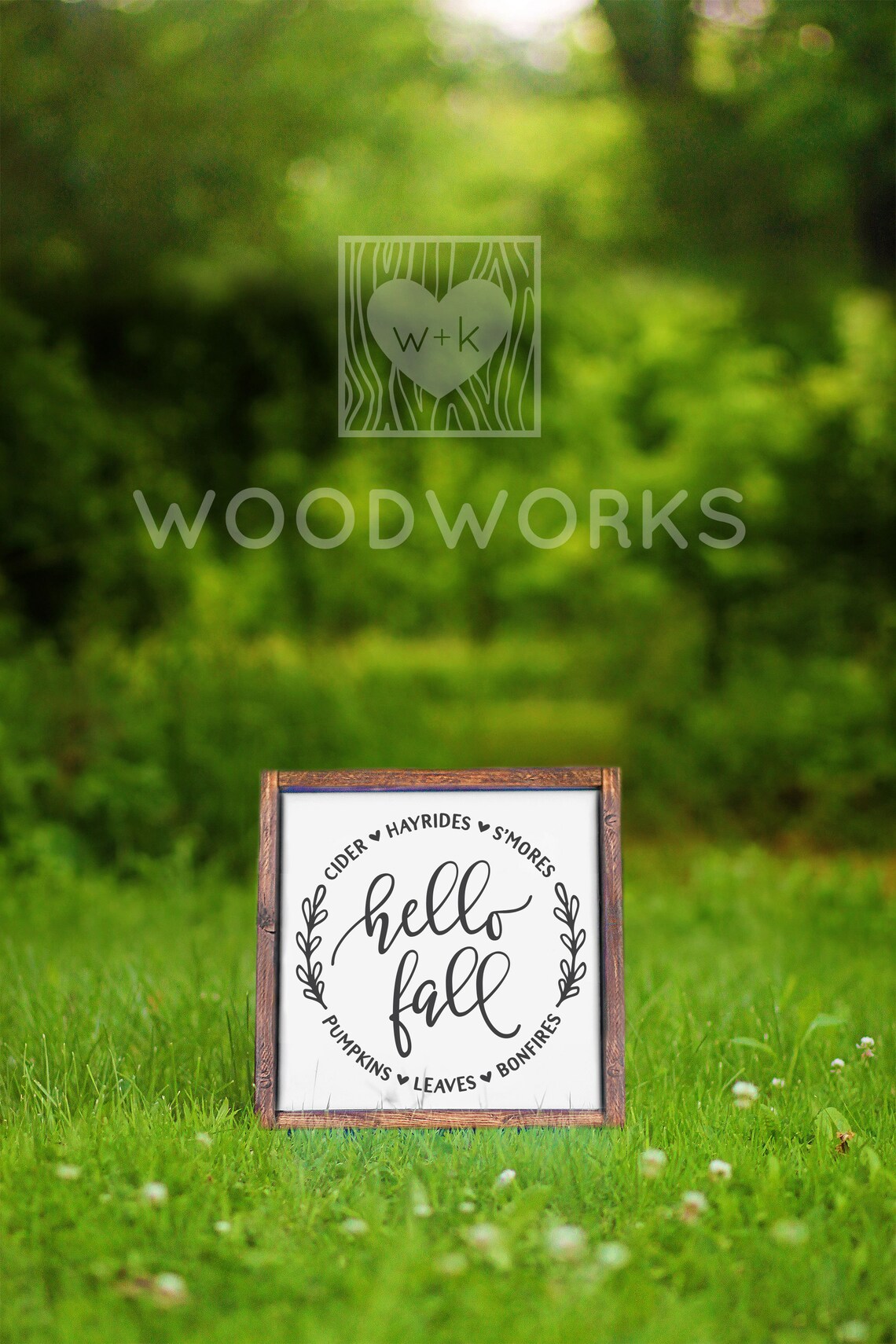 SVG / DXF - Cute Circle Leaf Sign Design "hello Fall" Cut File - Cider ...