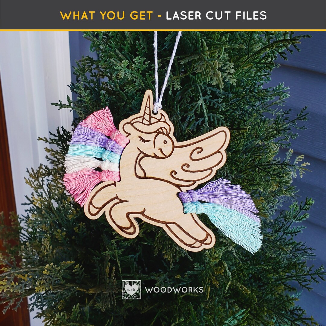 LASER SVG: Macrame Unicorn Ornament Laser Cut File - DIY Macrame Cord ...