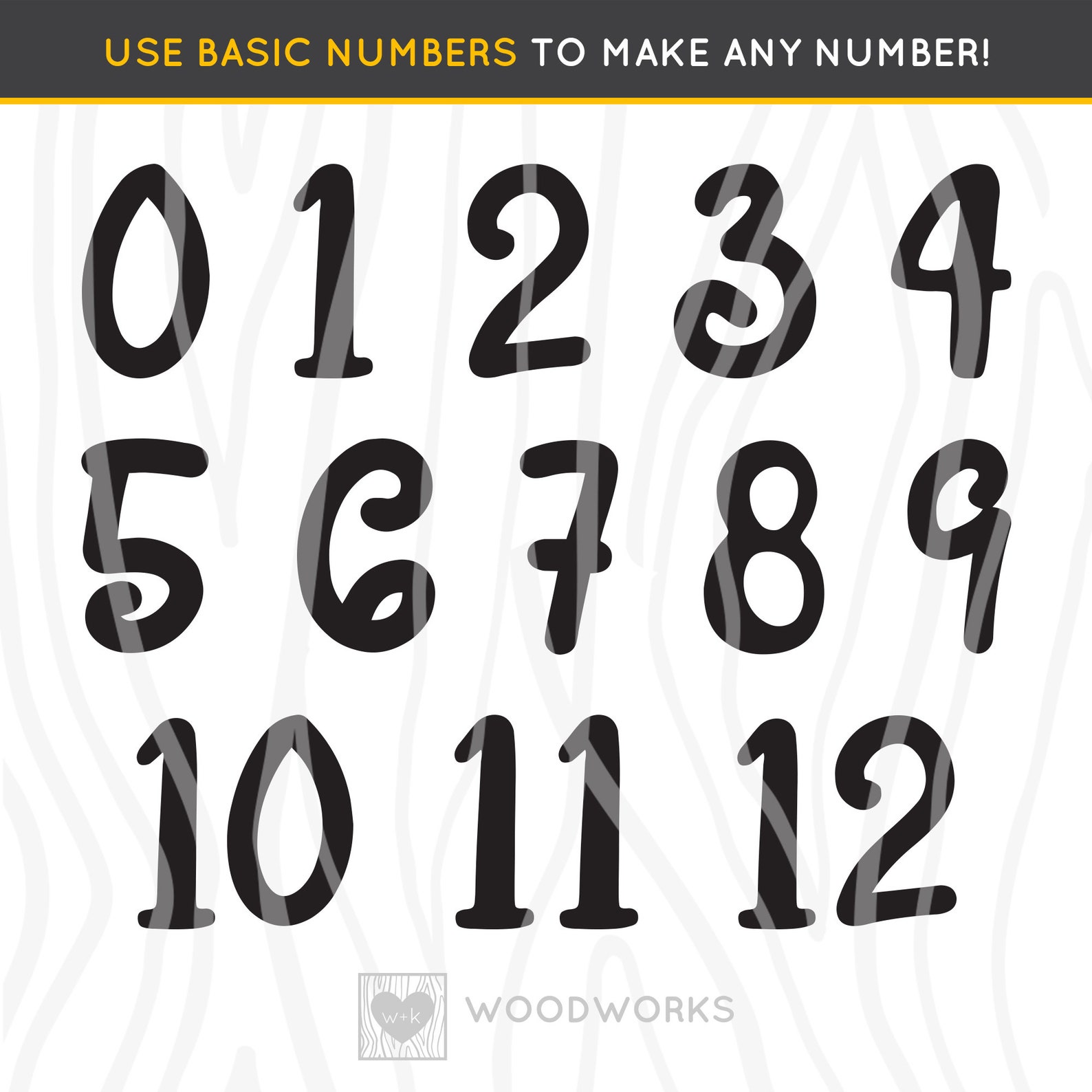 SVG / DXF - 2 Pack: "crown Numbers" and "plain Numbers" 0 to 12 Cut ...