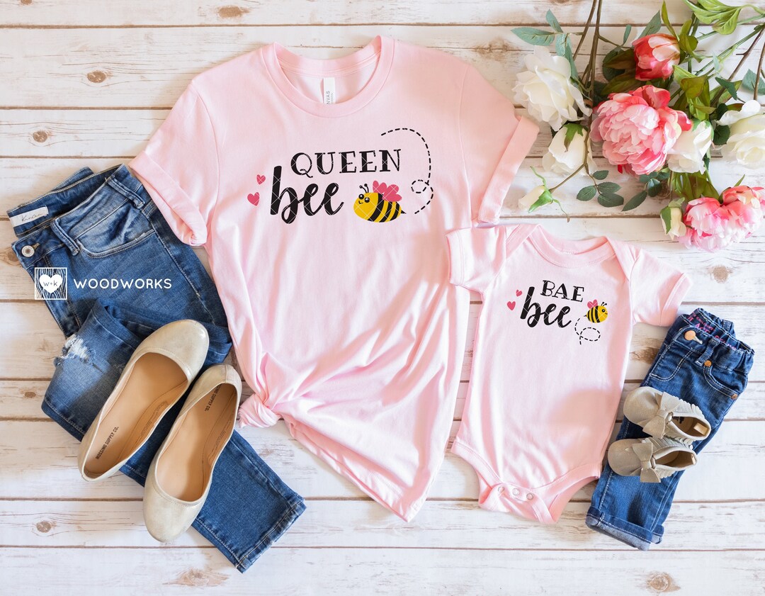 2 PACK: SVG / DXF queen Bee and bae Bee Cut Files Cute Honey Bee for ...