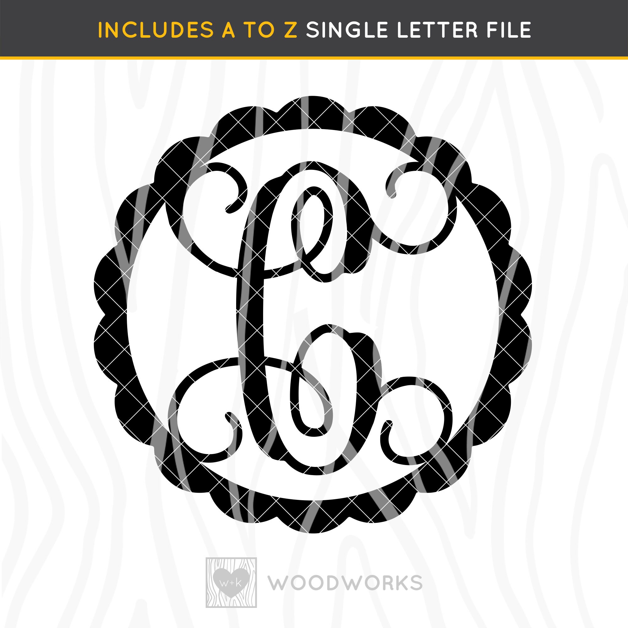 SVG / DXF - A to Z Alphabet "scallop Circle Script Letter Initial" Cut ...