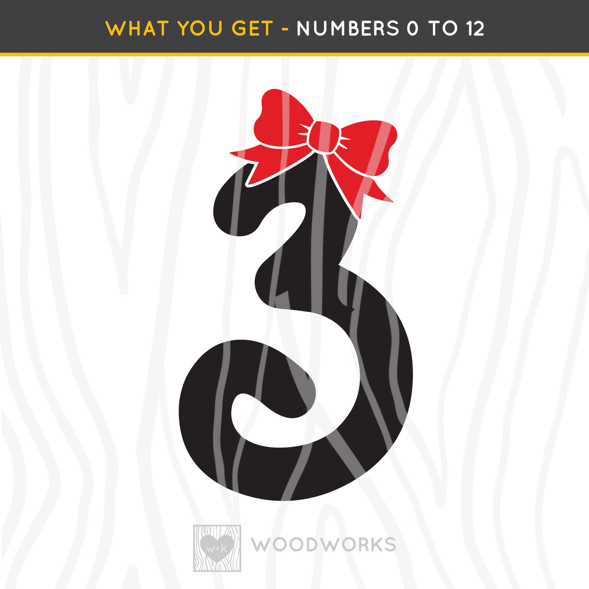 SVG / DXF - 2 Pack: "bow Numbers" and "plain Numbers" 0 to 12 Cut Files ...
