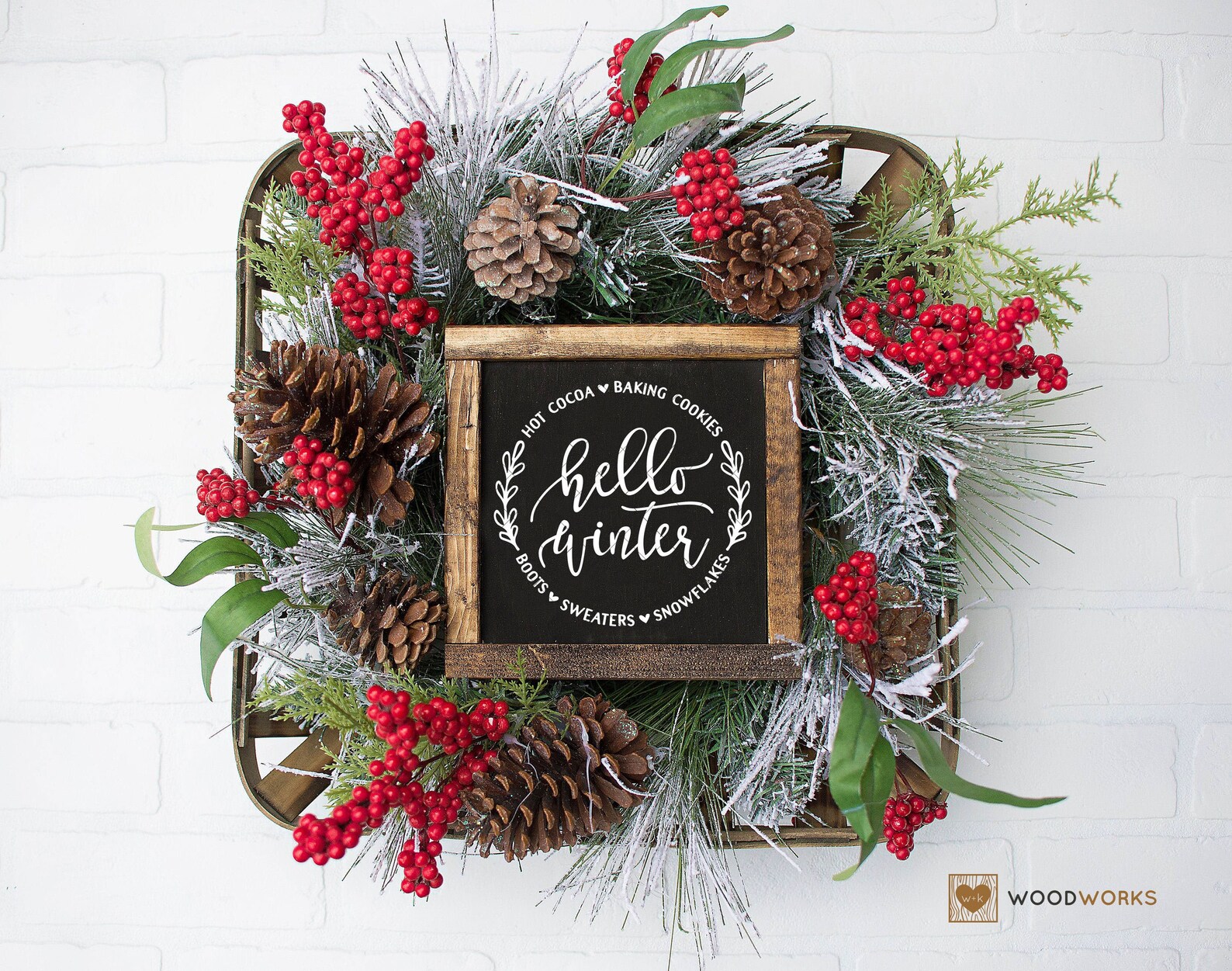 SVG / DXF - Cute Circle Leaf Sign Design "hello Winter" Cut File - Hot ...