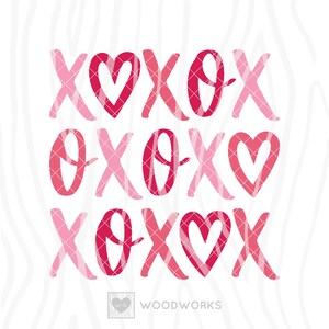 SVG / DXF - Hugs and Kisses "xoxox" Pattern Cut File - Hearts, Love ...