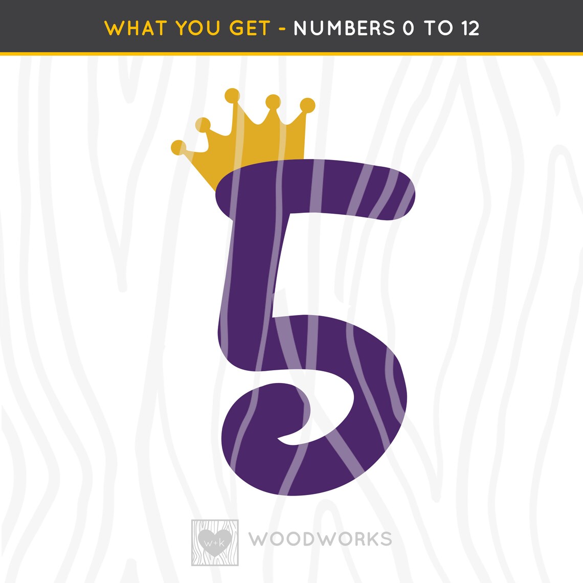 SVG / DXF - 2 Pack: "crown Numbers" and "plain Numbers" 0 to 12 Cut ...