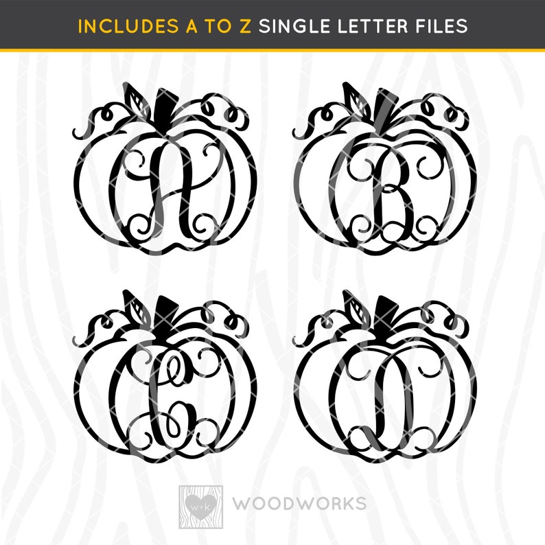 SVG / DXF A to Z Alphabet fall Pumpkin Script Letter - Etsy