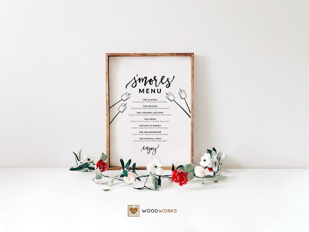 Printable PDF - Summer Fall Smore 8.5" by 11" "s'mores Menu" Print ...