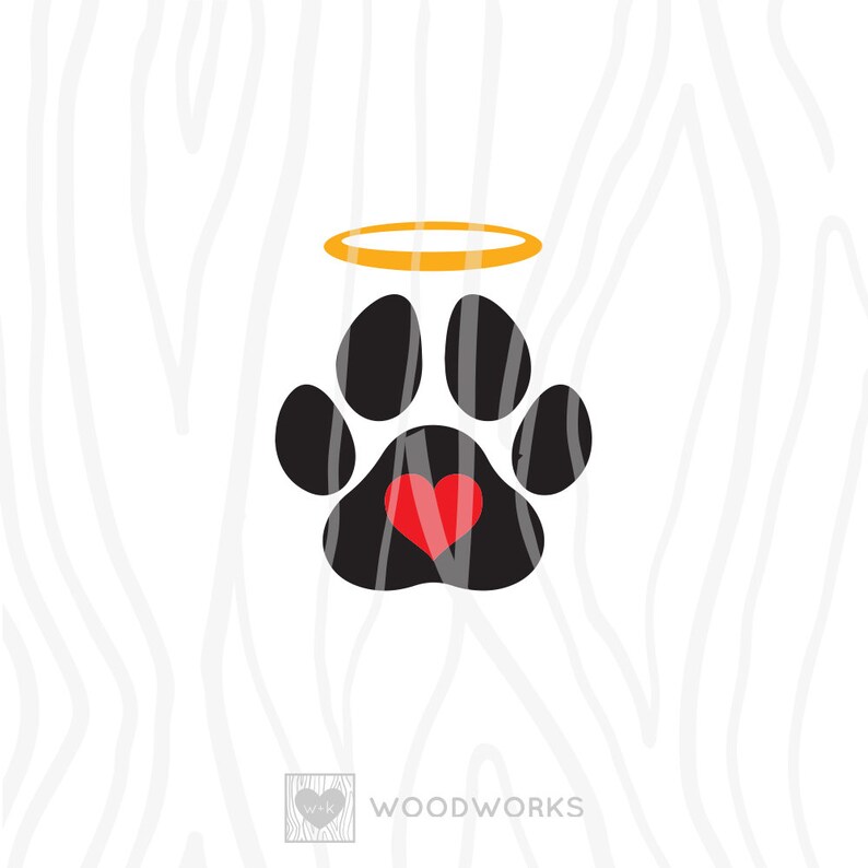 SVG / DXF - 3 Pack: Memorial Angel Pet Paw Print (design 2), With Halo ...