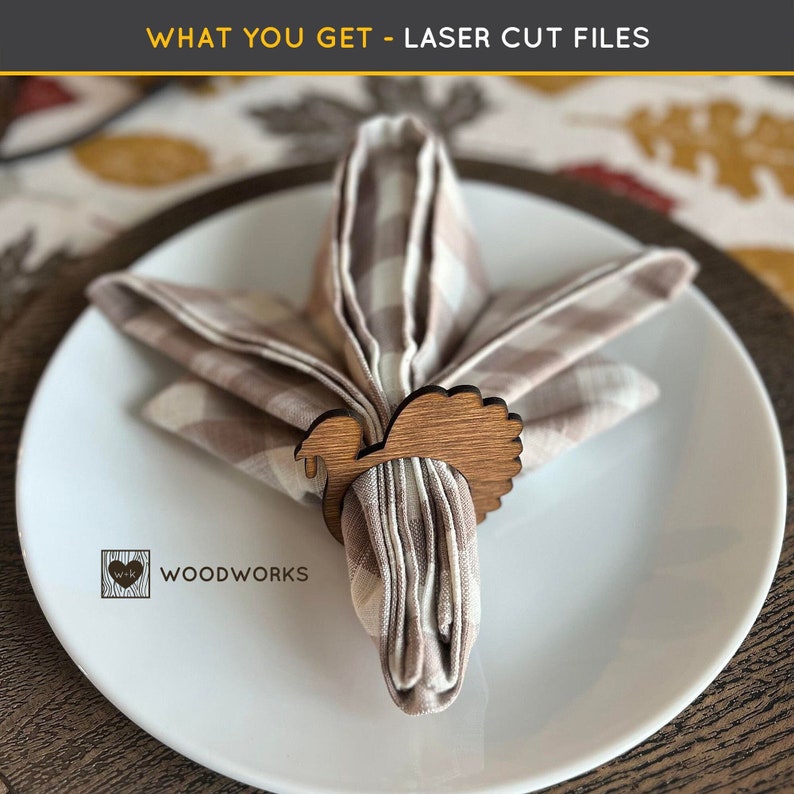 LASER SVG: Turkey Napkin Ring Laser Cut File Thanksgiving - Etsy